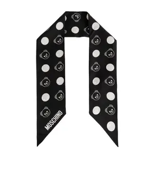 Moschino Polka Dot Teddy Logo Scarf - Black
