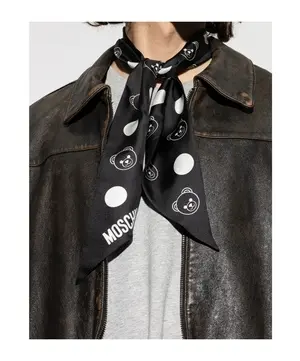 Moschino Polka Dot Teddy Logo Scarf