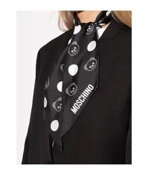 Moschino Polka Dot Teddy Logo Scarf