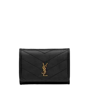 Saint Laurent Niki Portefeuille Fin À Trois Volets En Cuir Vintage - Black