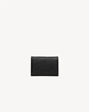 Saint Laurent Niki Portefeuille Fin À Trois Volets En Cuir Vintage - Black
