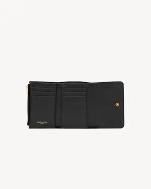 Saint Laurent Niki Portefeuille Fin À Trois Volets En Cuir Vintage - Black