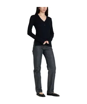 Max Mara Ribbed Henley Knit Top