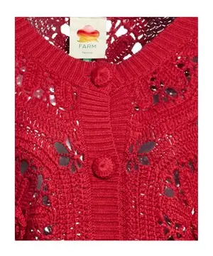 Farm Rio Solid Crochet Button-front Sweater