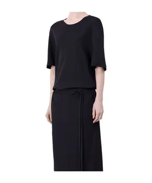 LEMAIRE Short Sleeve Round Neck Midi Dress With Belt