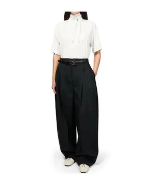 LEMAIRE Short-sleeve T-shirt With Tie Neck Detail