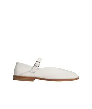 LEMAIRE Flat Ballerinas With Buckled Ankle Strap - White