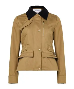 Alexander McQueen Asymmetrical Cut Jacket With Gold Finish - Brown