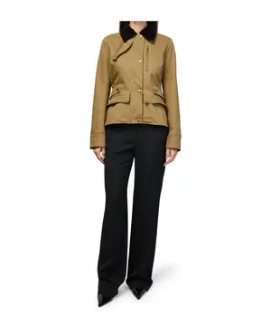 Alexander McQueen Asymmetrical Cut Jacket With Gold Finish - Brown