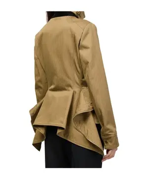 Alexander McQueen Asymmetrical Cut Jacket With Gold Finish - Brown