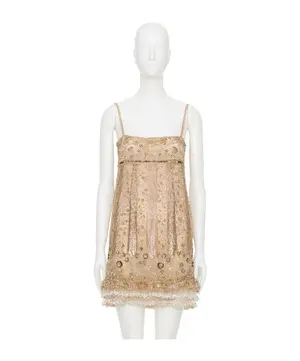 Valentino Garavani Embellished Sling Dress - Gold