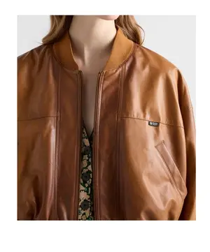 Prada Cropped Nappa Leather Bomber Jacket