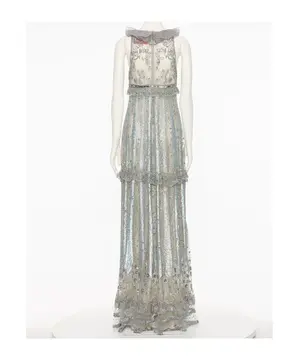 Valentino Garavani Sleeveless Embellished Ruffled Dress