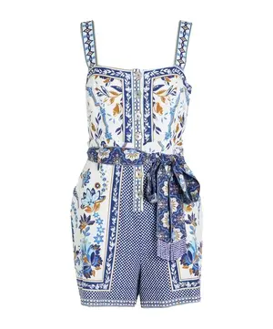 Farm Rio Sleeveless Printed Jumpsuit With Square Neckline And Belt