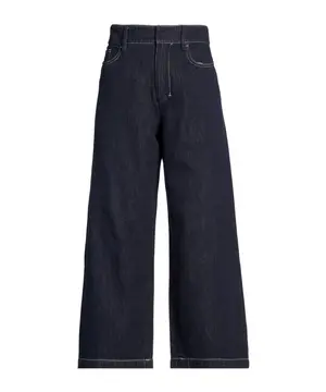 Max Mara Wide-leg Cropped Dark Wash Denim Trousers