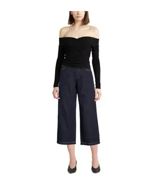 Max Mara Wide-leg Cropped Dark Wash Denim Trousers