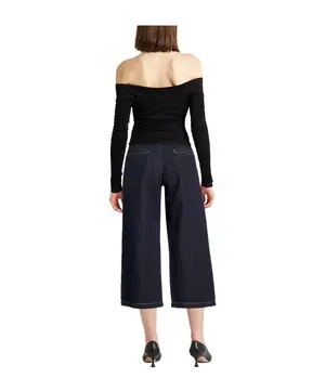 Max Mara Wide-leg Cropped Dark Wash Denim Trousers