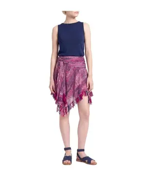 Isabel Marant Étoile Paisley Print Tulle Wrap Mini Skirt With Fringe