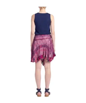 Isabel Marant Étoile Paisley Print Tulle Wrap Mini Skirt With Fringe