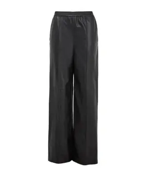 YVES SALOMON Elastic Waist Straight Leg Trousers - Black