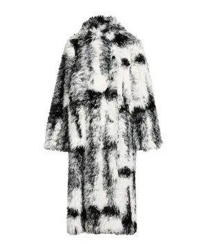 GANNI Color Block Shearling Coat