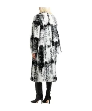 GANNI Color Block Shearling Coat
