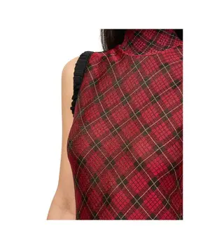 Alexander McQueen Tartan Plaid High Neck Ruffled Mini Dress