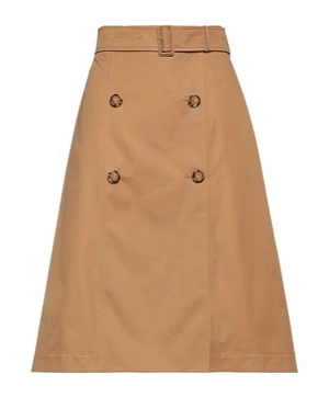 Burberry Gabardine Flared Skirt With Belt Detail - Nude