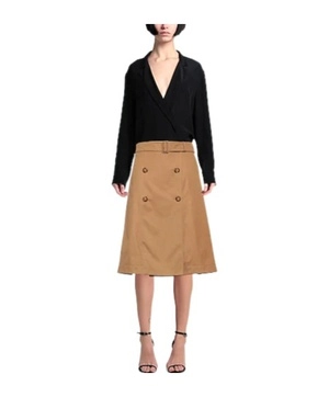 Burberry Gabardine Flared Skirt With Belt Detail