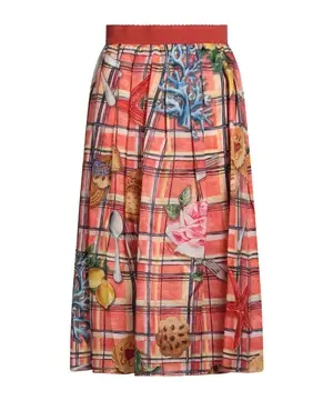 Dolce & Gabbana Midi Skirt With Tartan Print And Culinary Motifs - No