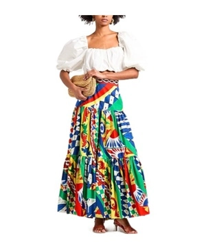 Dolce & Gabbana Multicolor Printed Flared Skirt