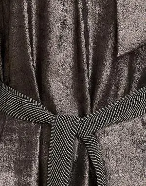 Max Mara Metallic Long Sleeve Bow Neckline Dress With Belt