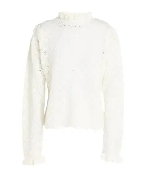 Farm Rio Lightweight Crochet Knit Long Sleeve Sweater - White