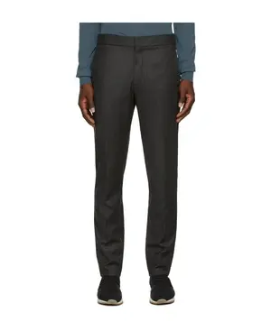Loro Piana Logo Mid-waist Straight Casual Pants - Black