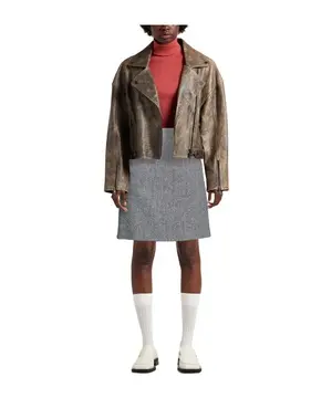 Max Mara Herringbone Wool Flare Skirt