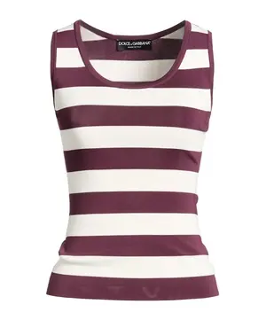 Dolce & Gabbana Striped Sleeveless Crewneck Top - Red