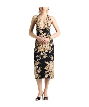 Dolce & Gabbana Floral Print Halterneck Sheath Dress