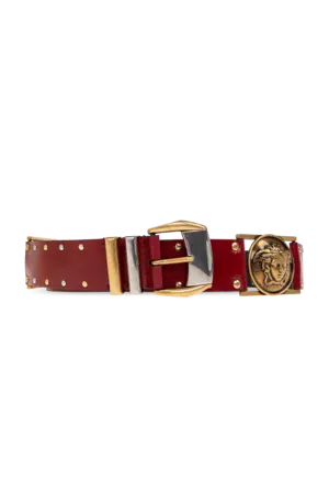 Versace Leather Belt With Studs