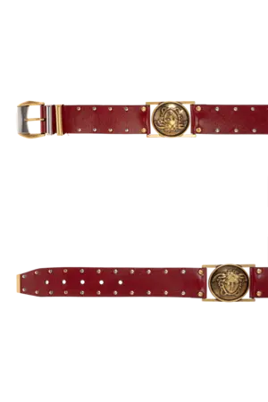 Versace Leather Belt With Studs