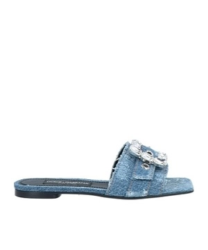Dolce & Gabbana Embellished Denim Slide Sandals