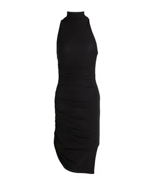 Jacquemus Asymmetric Gathered Mock Neck Sleeveless Dress