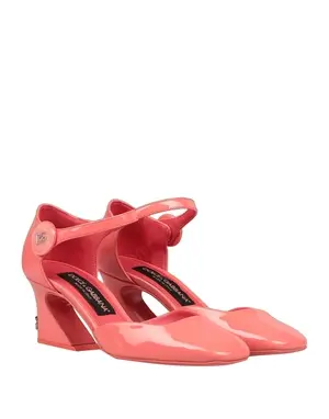 Dolce & Gabbana Patent Effect Leather Square Toe Courts With Geometric Heel