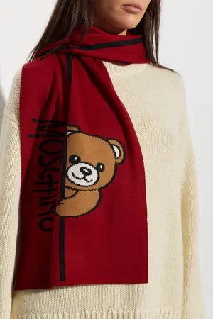 Moschino Teddy Bear Intarsia Scarf