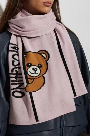 Moschino Teddy Bear Intarsia Scarf
