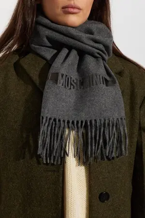 Moschino Fringed Logo Scarf