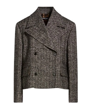 Dolce & Gabbana Double Breasted Pea Coat With Striped Bouclé Fabric