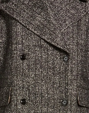 Dolce & Gabbana Double Breasted Pea Coat With Striped Bouclé Fabric
