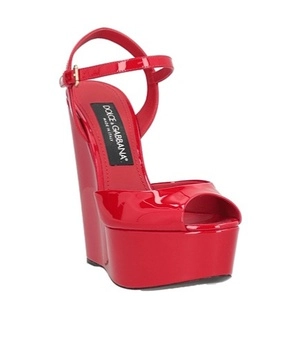 Dolce & Gabbana Patent Leather Wedge Heel Sandals