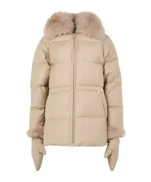 YVES SALOMON Fox Fur Collar Puffer Jacket