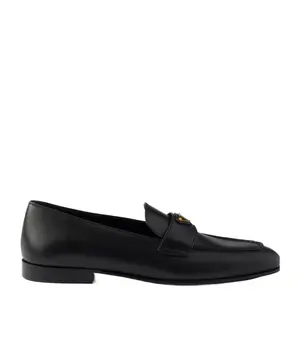 Prada Leather Loafers With Enamel Triangle Logo